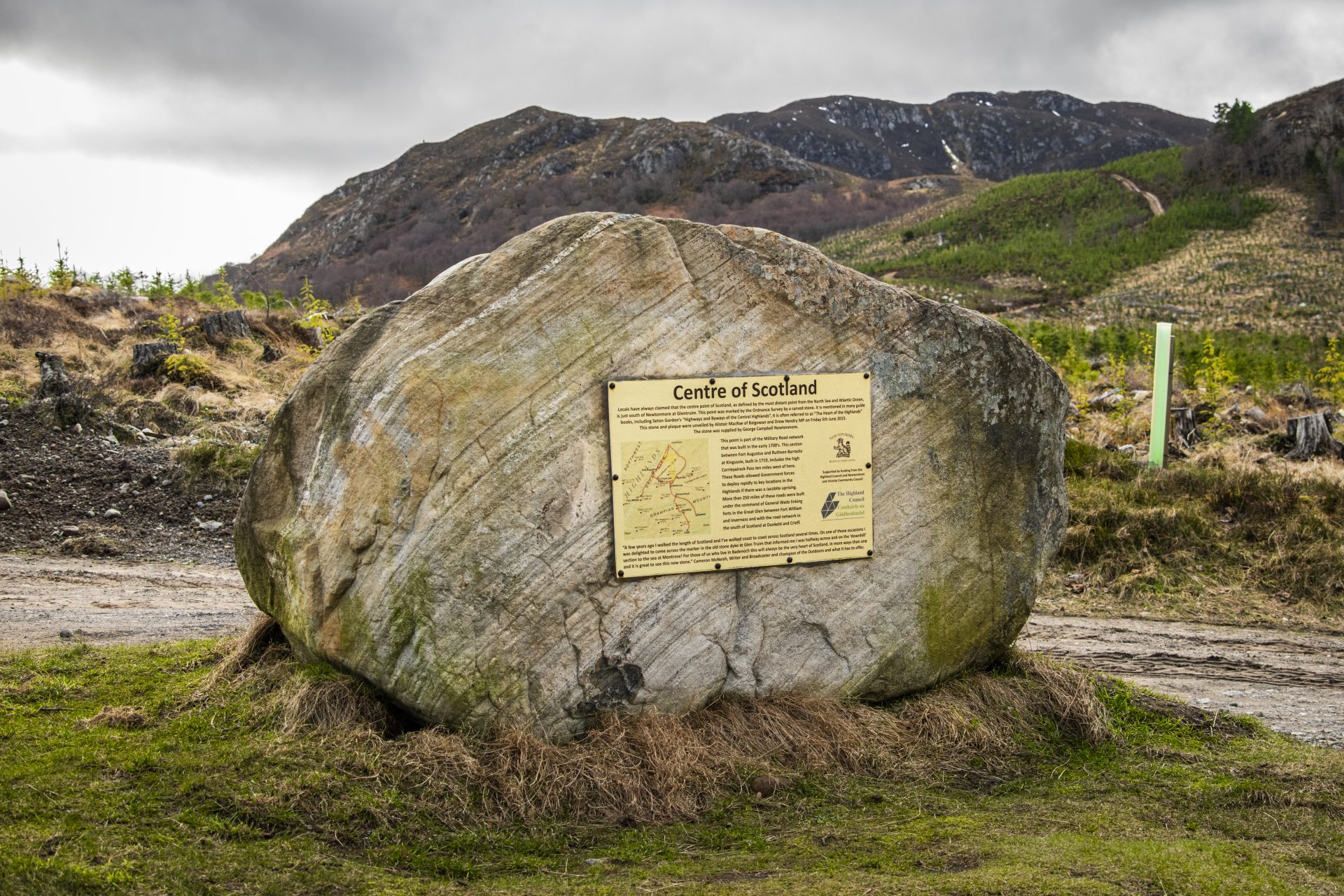 The Centre of Scotland Stone and one of the best views in Scotland