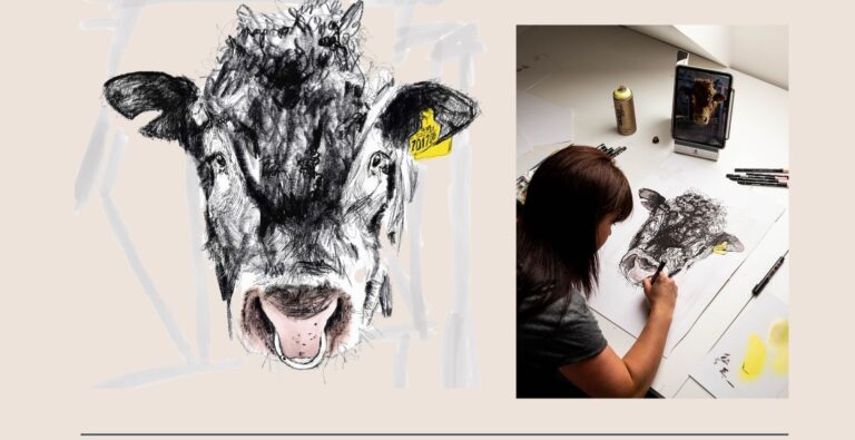 Van Coo Art Exhibition | THE VAULT | Drawings of a curly haired bull ...